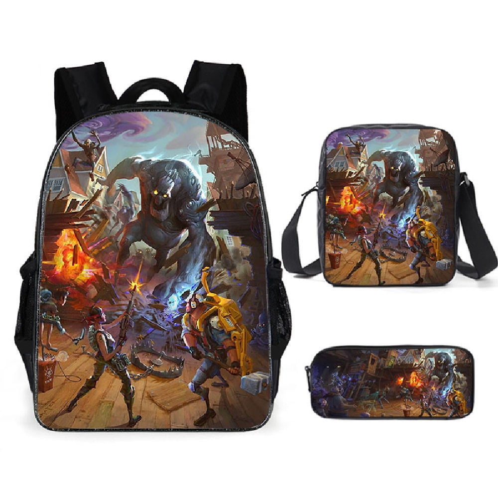 fortnite Backpack | Gamer Black Rucksack | Green Creeper Zombie ...