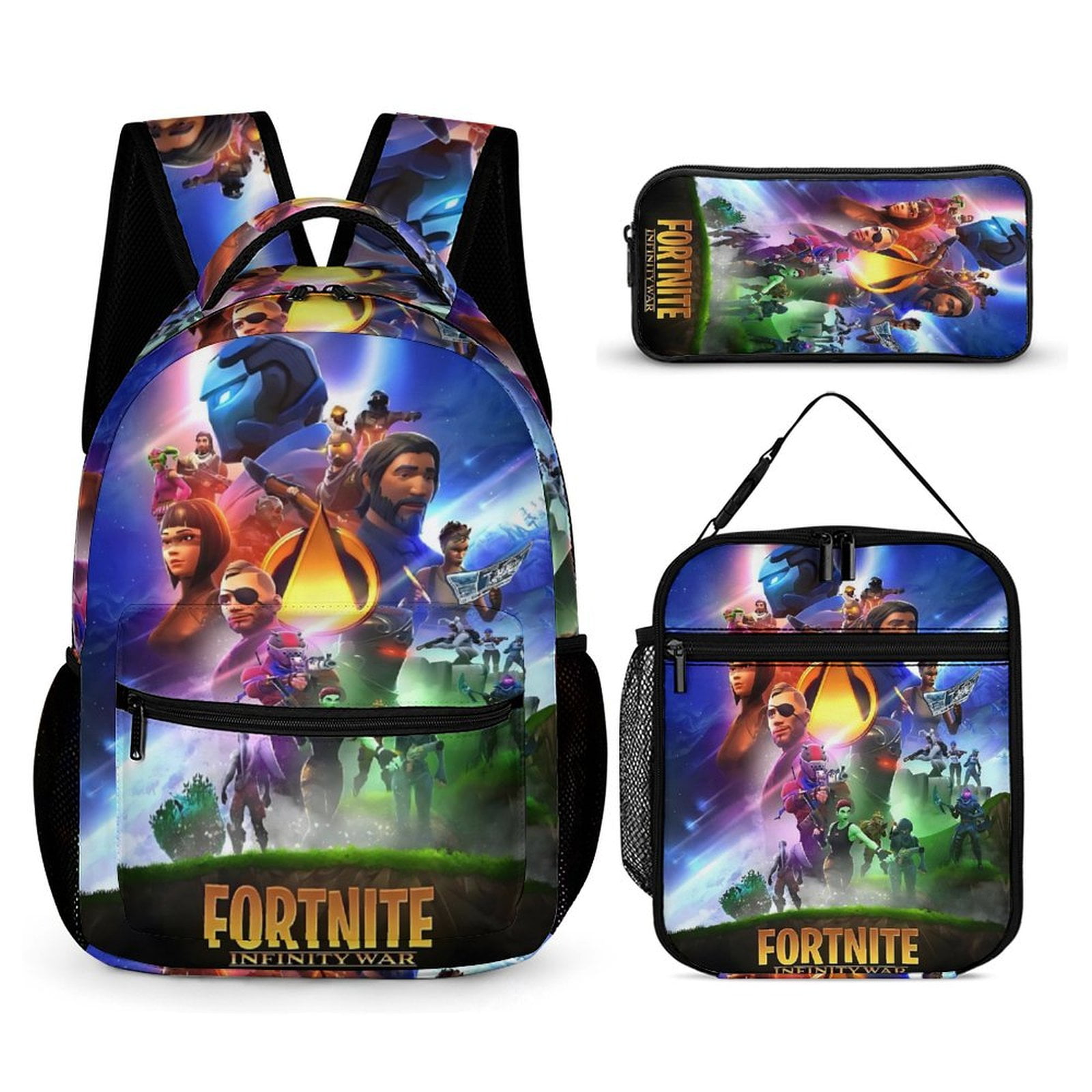 Fortnite Bag (5) 3 Piece Backpack Set Anime Casual Daypack with Lunch ...