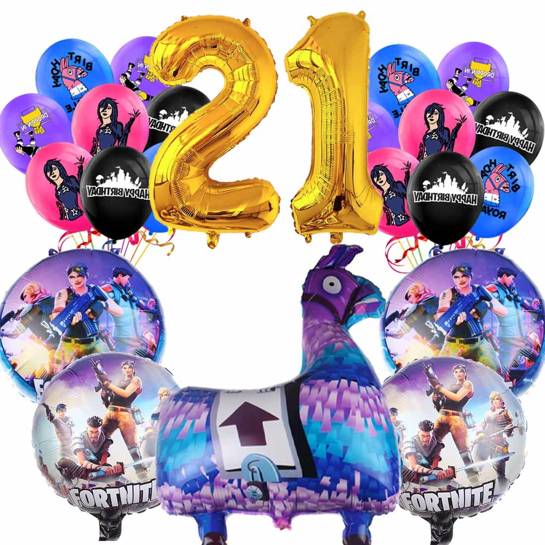 Fortnite Balloons Party Supplies 21th Big Number Decorations Decor Kit ...