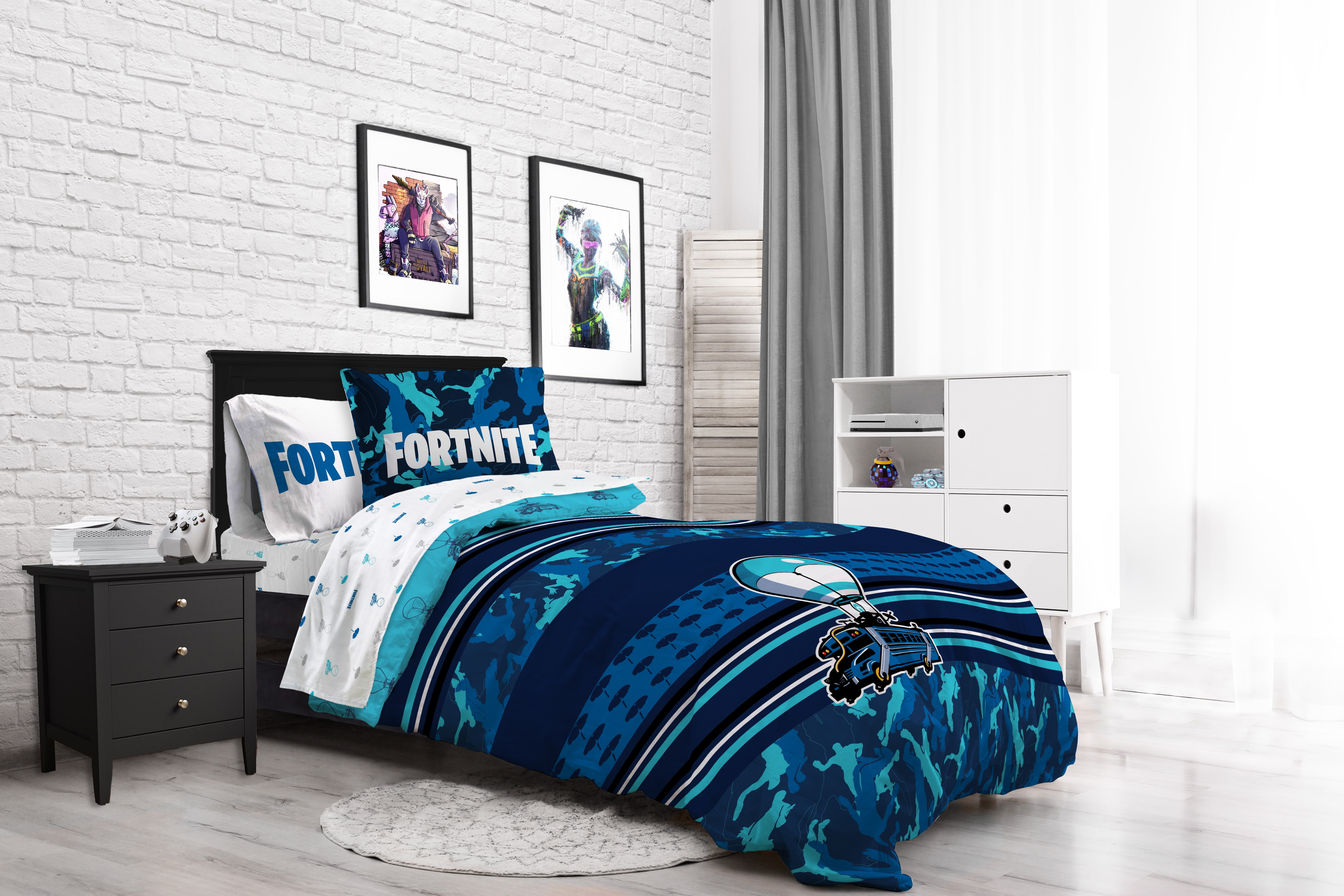 Fortnite Battle Bus Full Bed Set, Gaming Bedding - Walmart.com