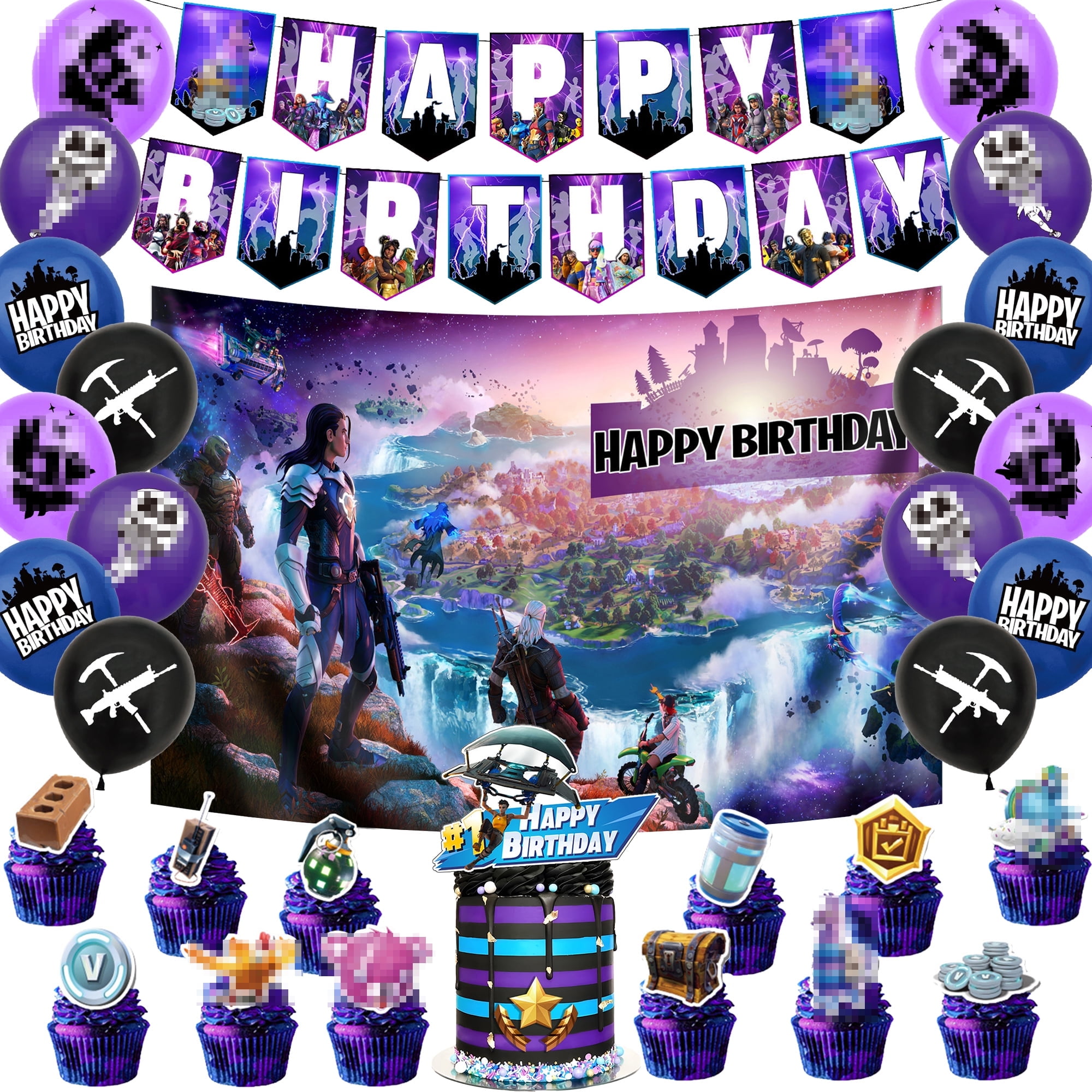 Fortnite Birthday Decorations Video Game Birthday Party Supplies Include Birthday Banner
