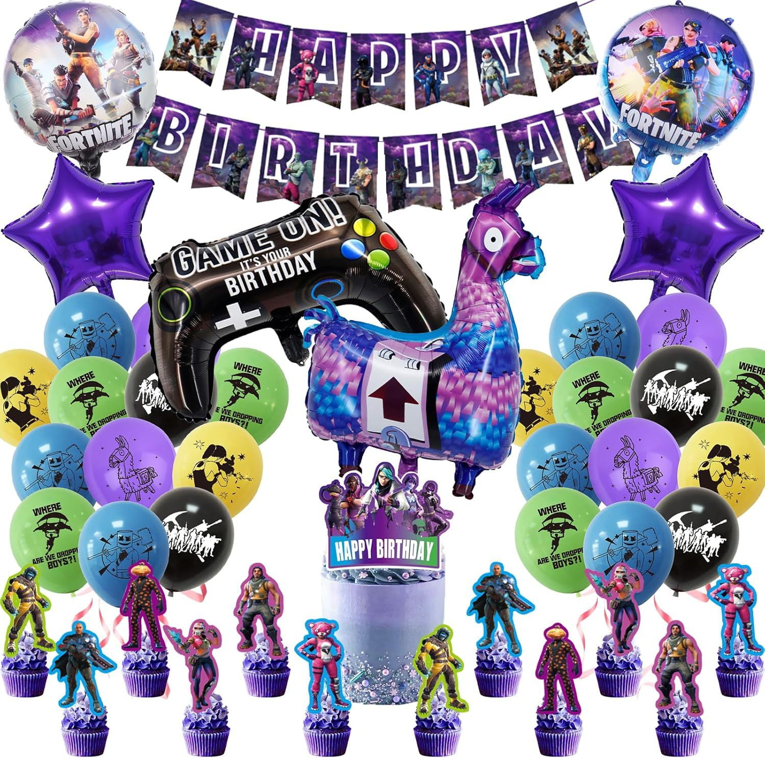 Fortnite Birthday Party Decorations, Video Game Fortnite Party Supplies ...