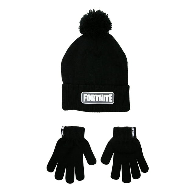 Fortnite Boys Cold Weather Beanie Style Hat with Pom and Glove 2-Piece ...