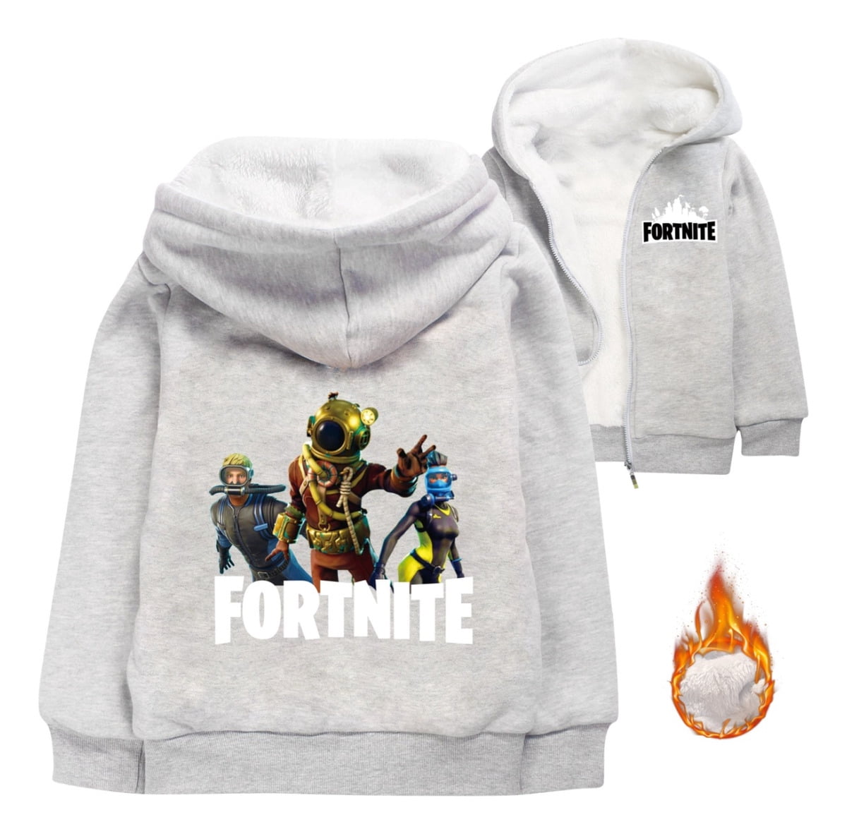 Fortnite Characters Kids Hoodie - Fleece Winter Coat with Zipper, Soft ...