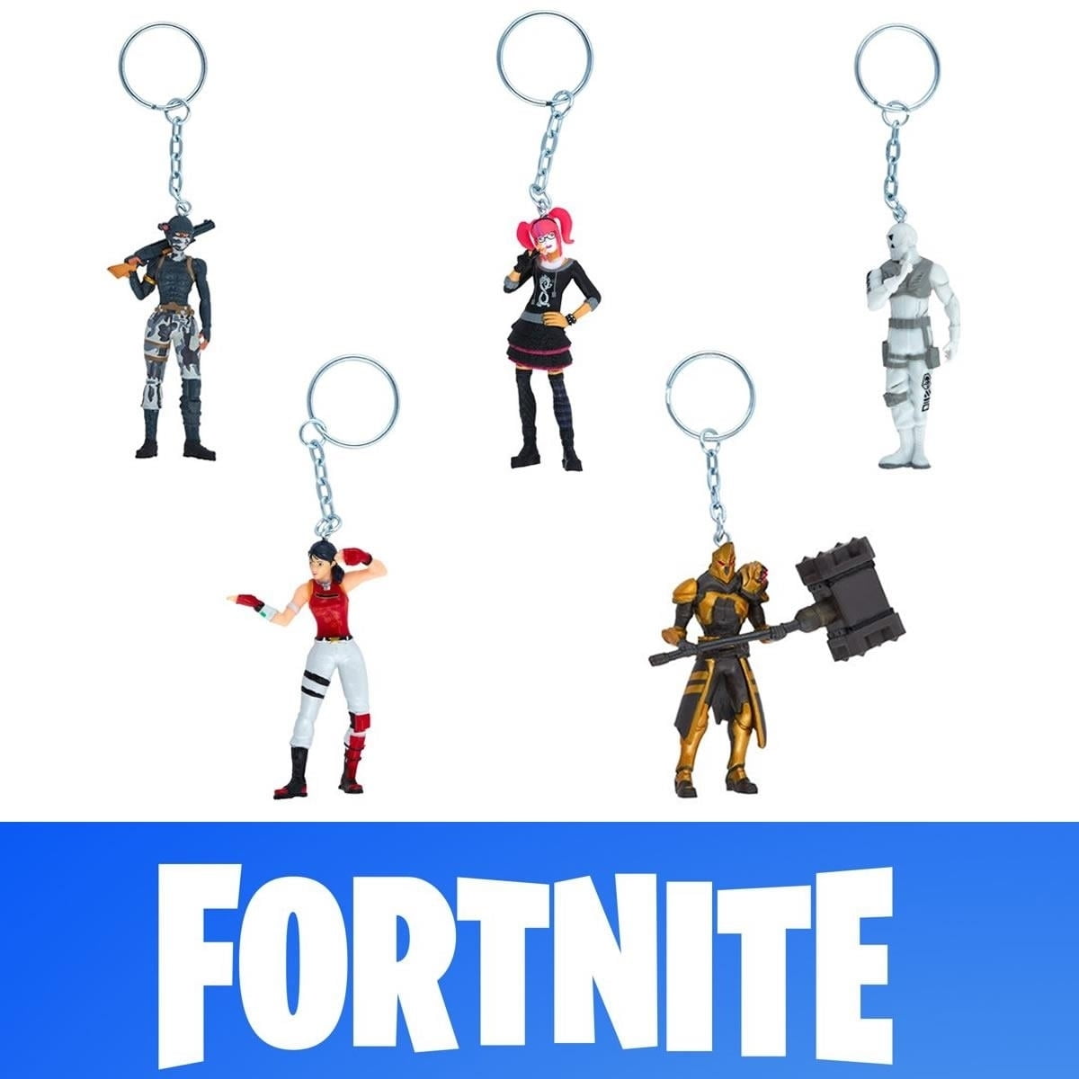 Fortnite Keychains 5pk Elite Agent Lace Scratch Scarlet Ultima Knight ...