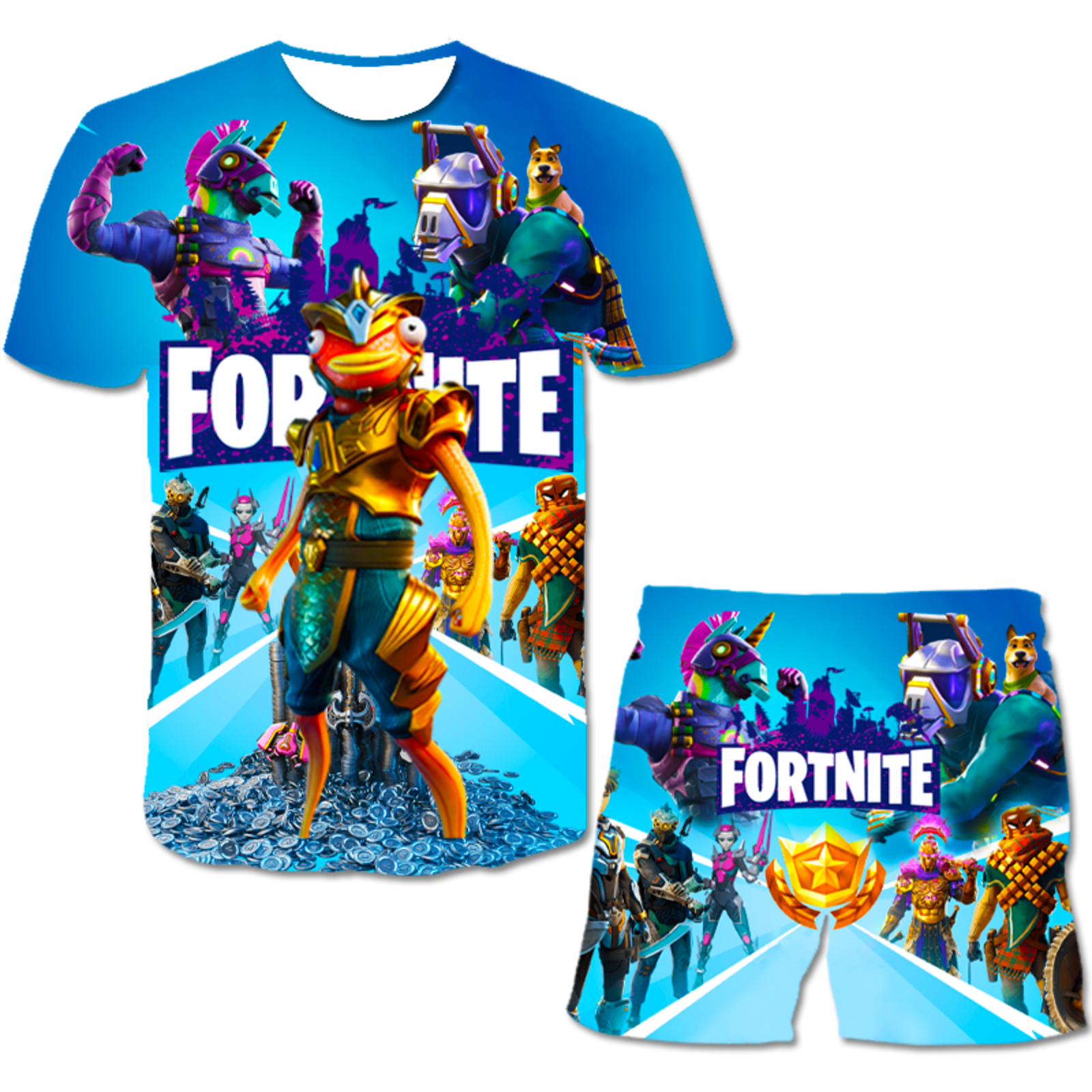 Fortnite Kids Gaming Shirt 3d Printed Anime Short Sleeve 2 Piece Set ...