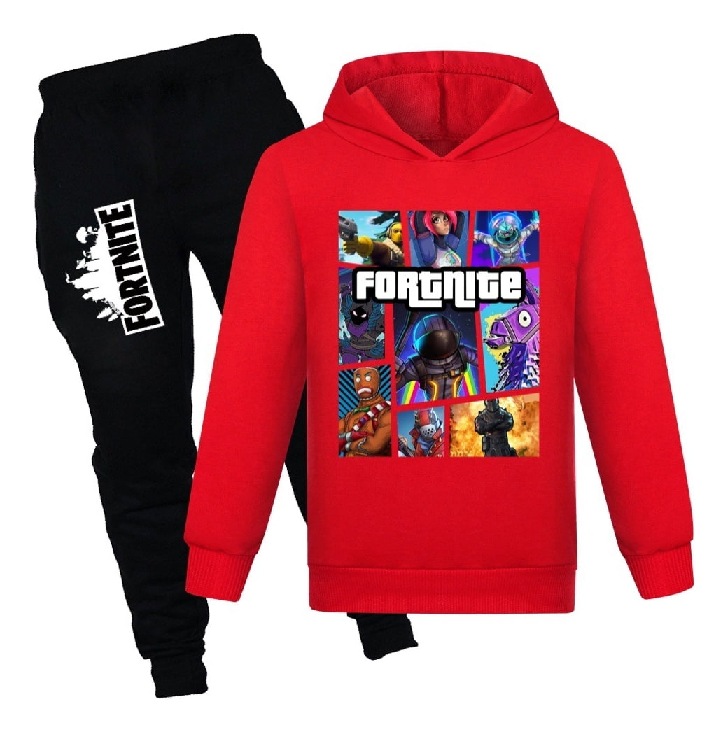 Fortnite Kids Hoodie and Jogger Pants Set Black Gaming Tracksuit Boys ...