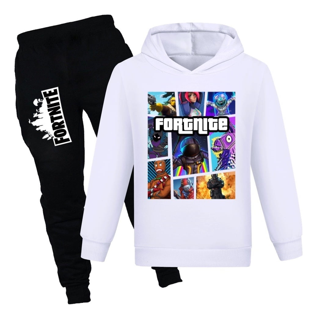 Fortnite Kids Hoodie and Jogger Pants Set Black Gaming Tracksuit Boys ...