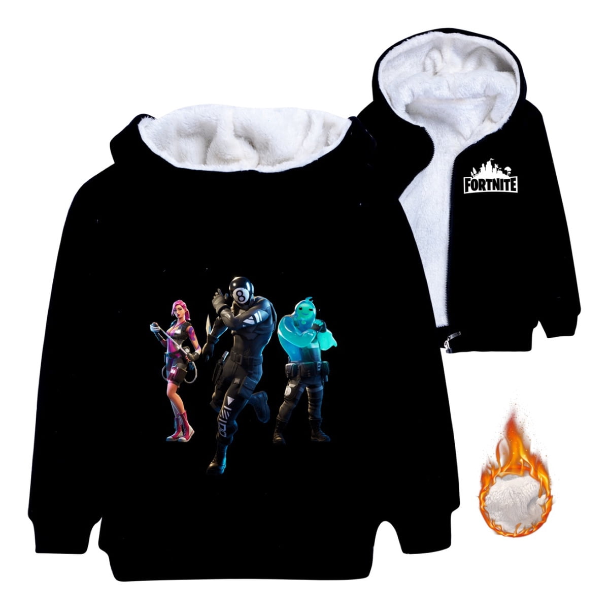 Fortnite Kids Winter Hoodie - Cozy Zip-Up Jacket with Fleece Lining ...