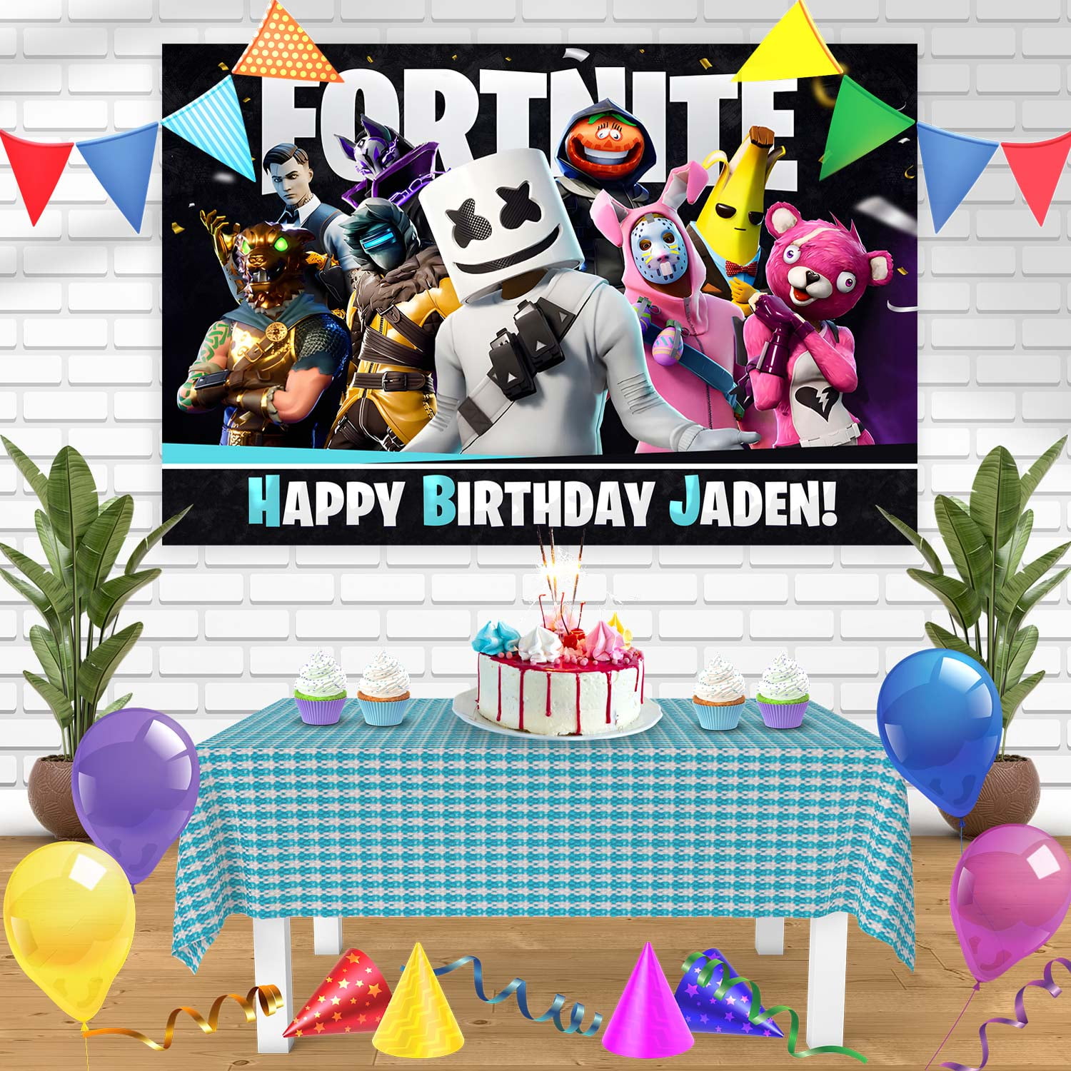 Fortnite Marshmello Peely Cuddle Team Leader Birthday Banner ...