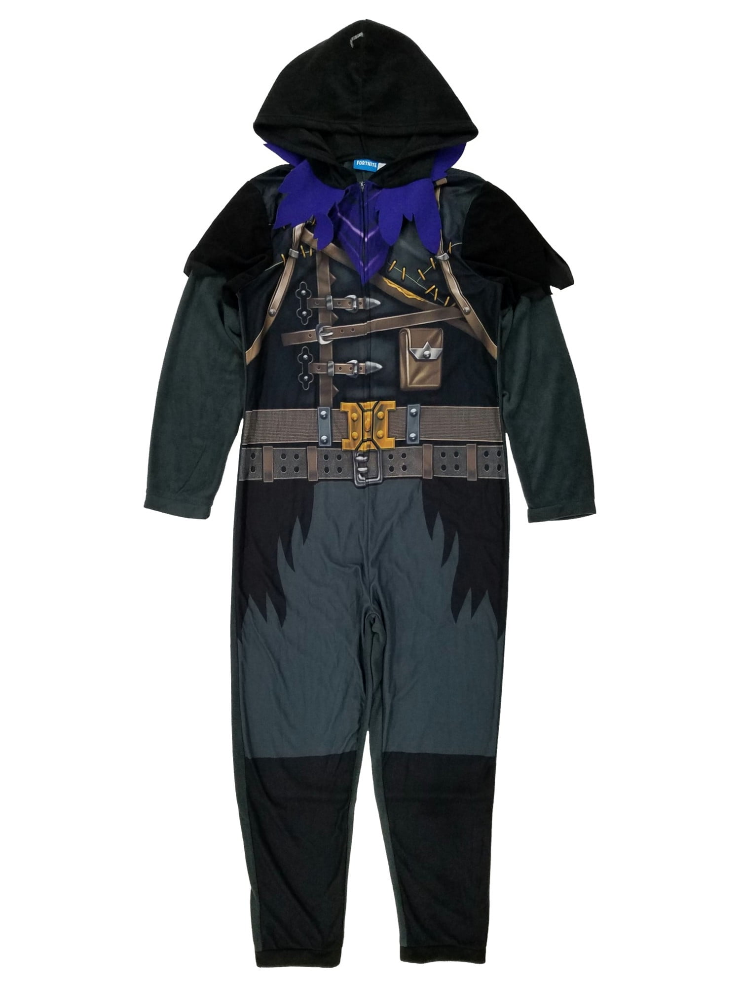 Fortnite Mens Fleece Raven Outfit Costume Union Suit Sleeper Pajamas ...