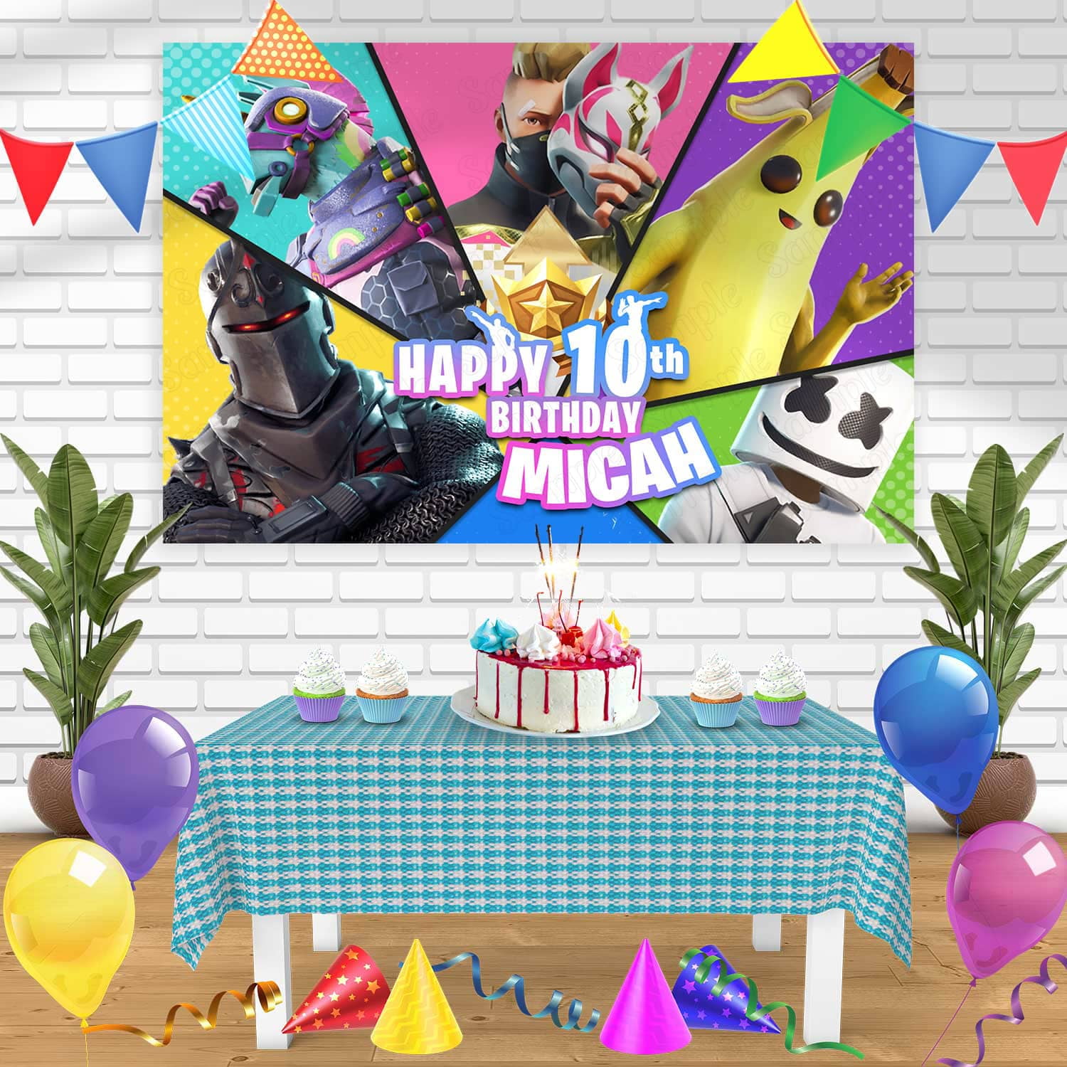 Fortnite Happy Birthday Decor: Personalized Party Banner, 60x44 Inches ...
