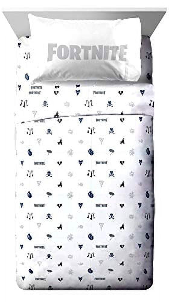 Fortnite Gamer Twin XL Bed Sheet Set, Neon Stripe White, 3 Piece, 100% ...
