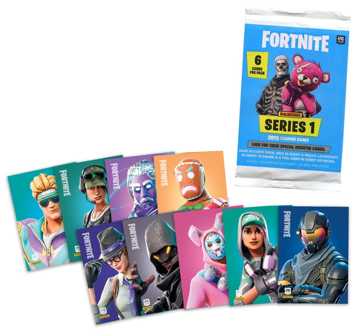 Fortnite Trading Cards Series 1, 6 Cards per Foil Pack, Outfits, Tools ...