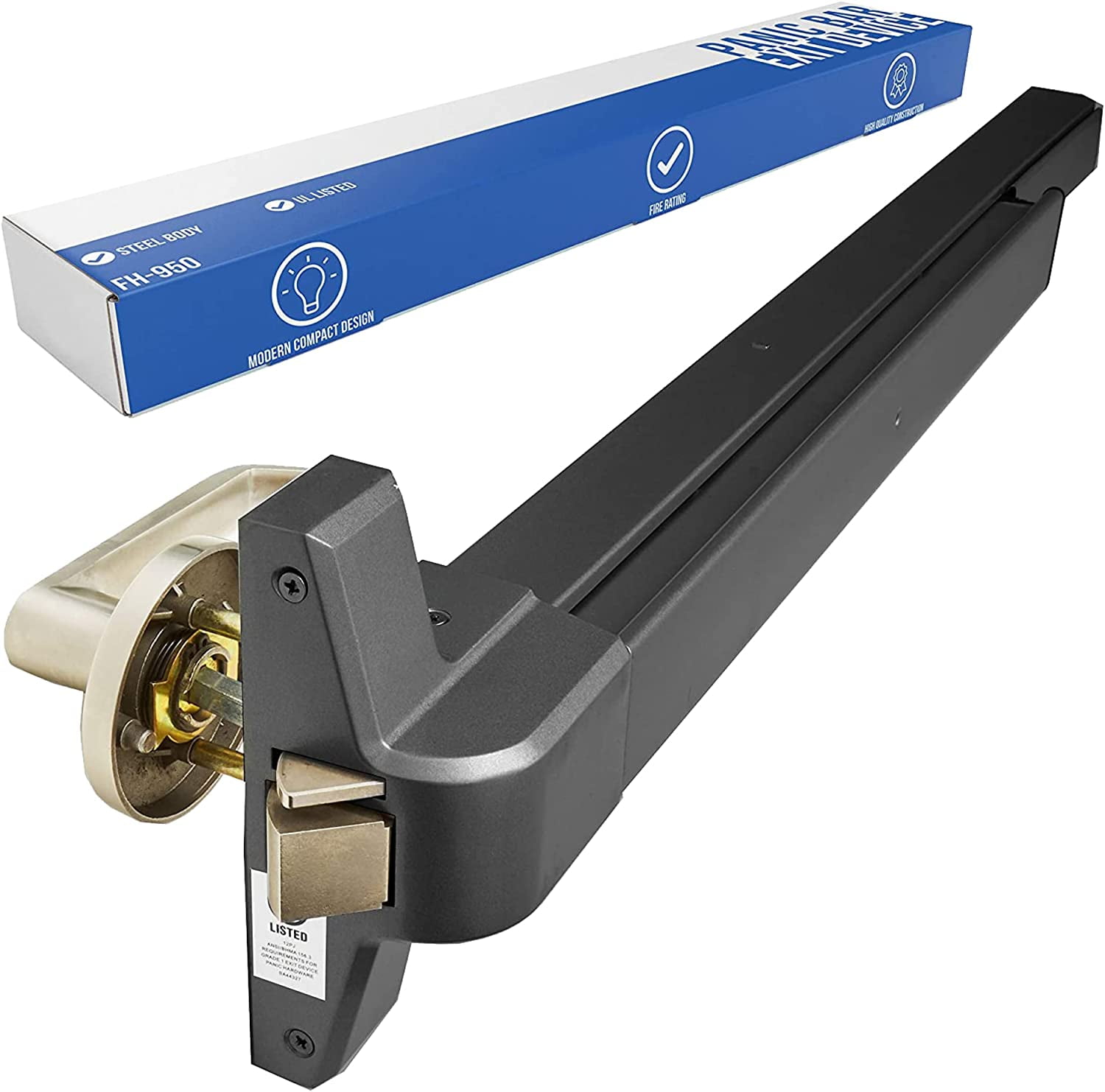 Fortstrong Black Panic Bar Exit Device with Lever - FH-950B ...