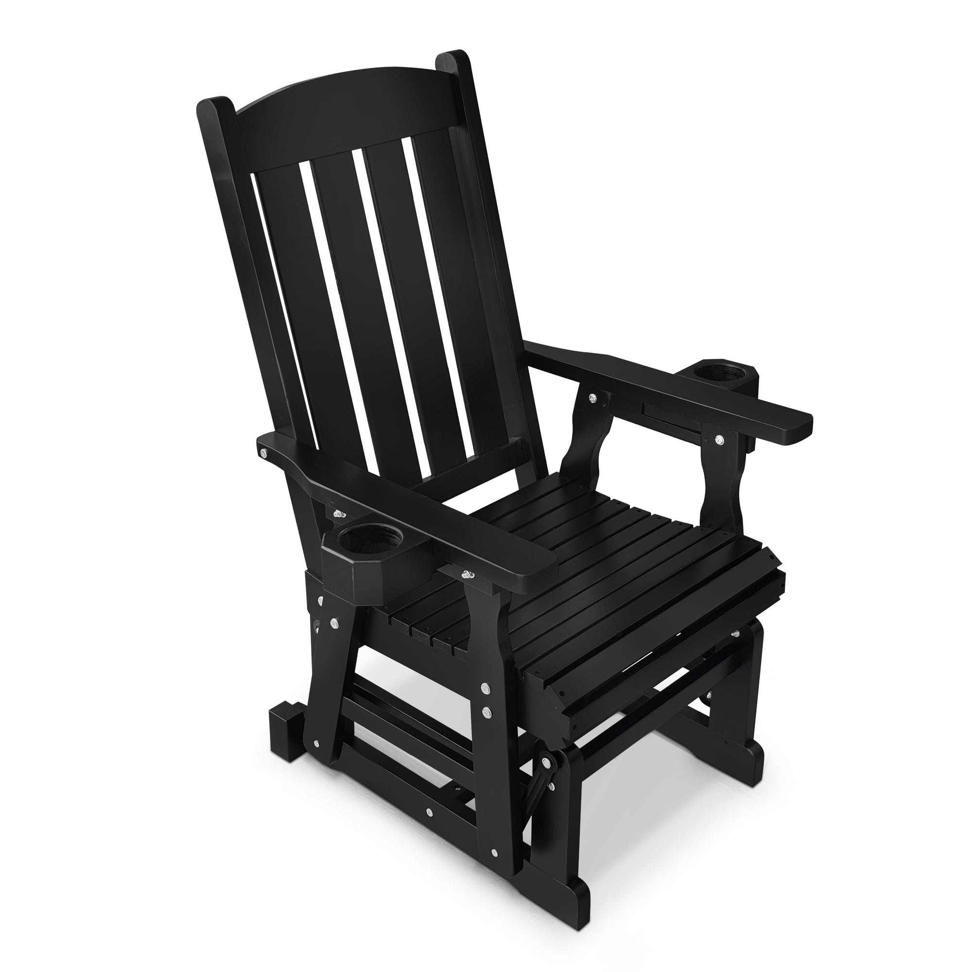 Fortune Candy Wood Patio Glider with High Back and Deep Contoured Seat ...