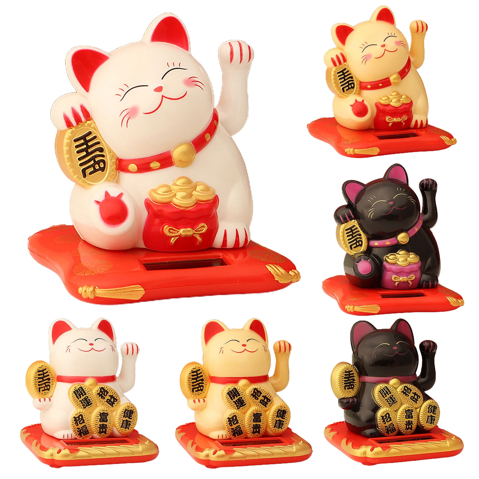 Fortune Cat Lucky Cat Shiny Gold Battery Operated Also Solar Powered ...
