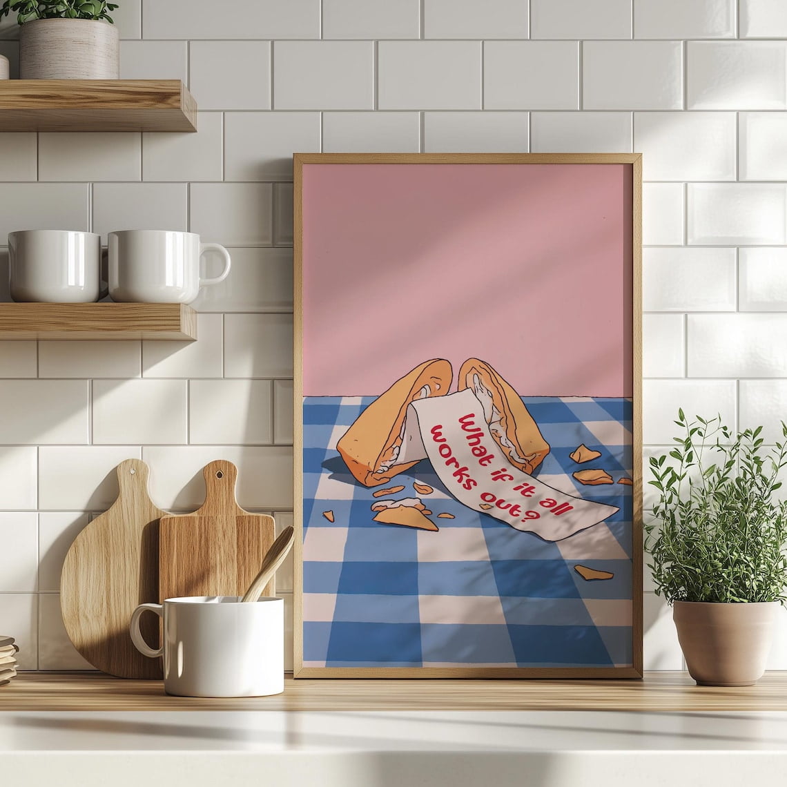 Fortune Cookie Quote Wall Art, Retro Motivational Decor, Unframed Paper ...