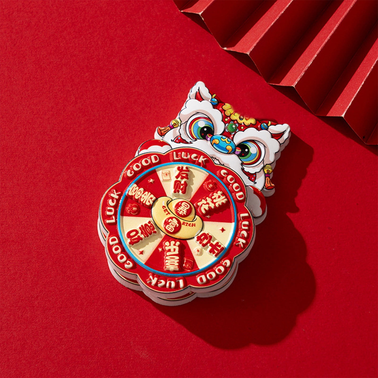Fortune God & Lion Dance Rotating Fridge Magnets, Chinese Traditional ...
