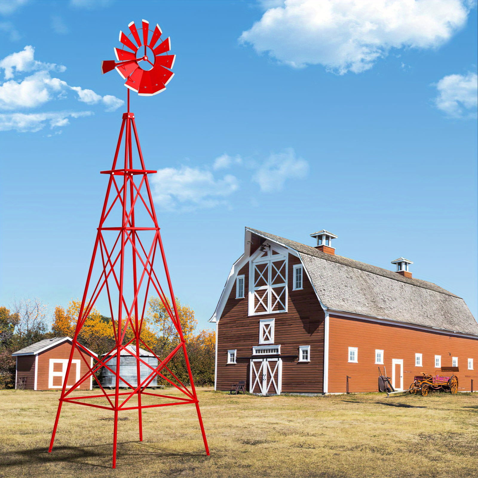 FortuneKey Trading 8 ft Ornamental Windmill, All-Weather Metal Wind ...