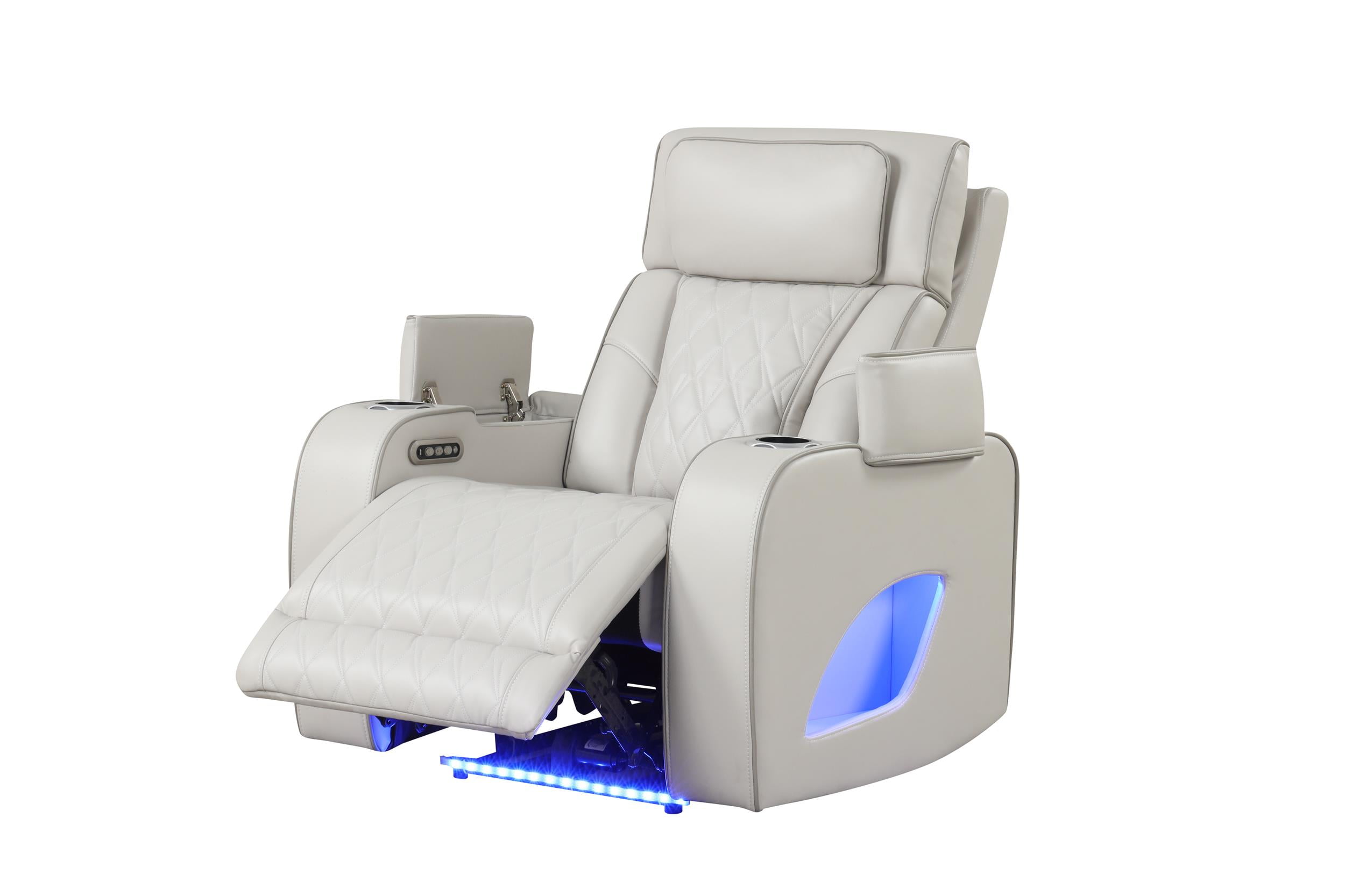 Fortuner Modern Style Recliner Chair Made with Faux Leather and Wood in ...