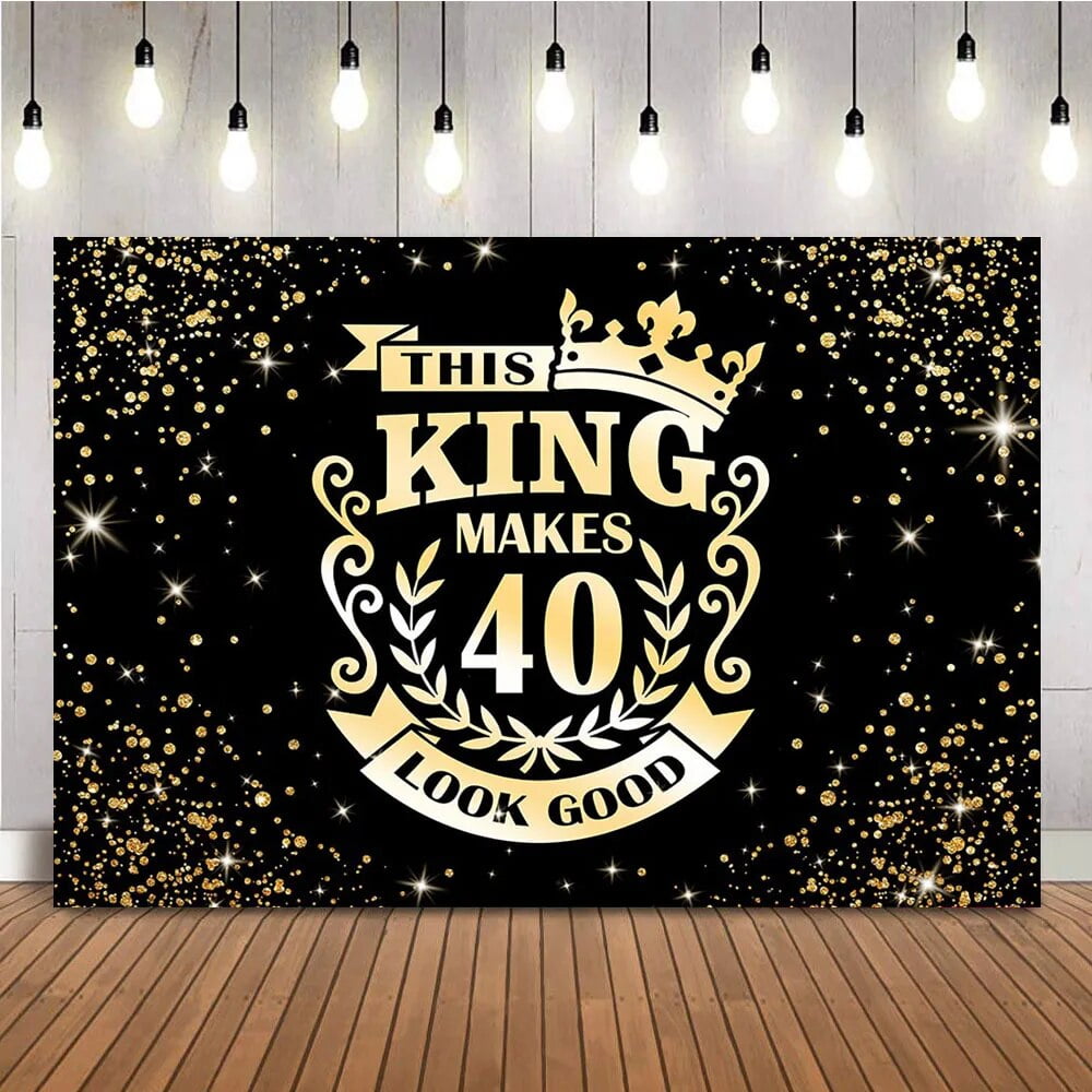 Forty Birthday Background Gold Glitter Shining Dots Photo Booth ...