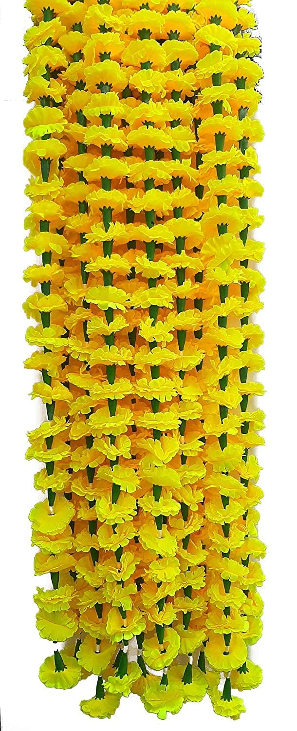 Forty Wings 6 Lemon Yellow Artificial Fabric Marigold Flower/Genda ...