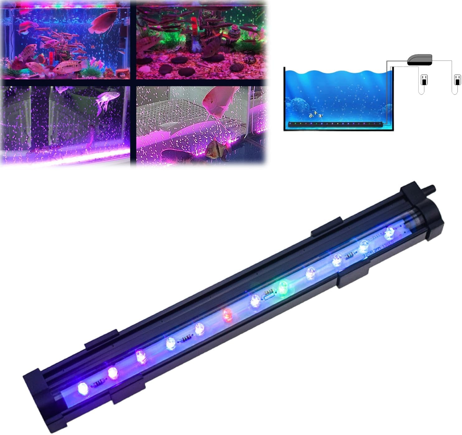 Forubom LED Aquarium Colorful Air Bubble Light, Submersible Aquarium ...
