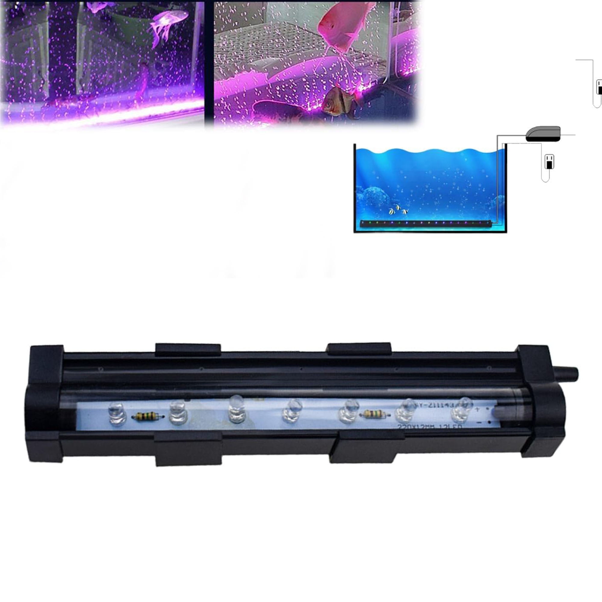 Forubom LED Aquarium Colorful Air Bubble Light, Submersible Aquarium ...