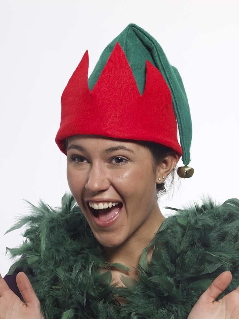 Forum Holiday Christmas Elf Felt Costume Hat w Bell, Green Red, One ...