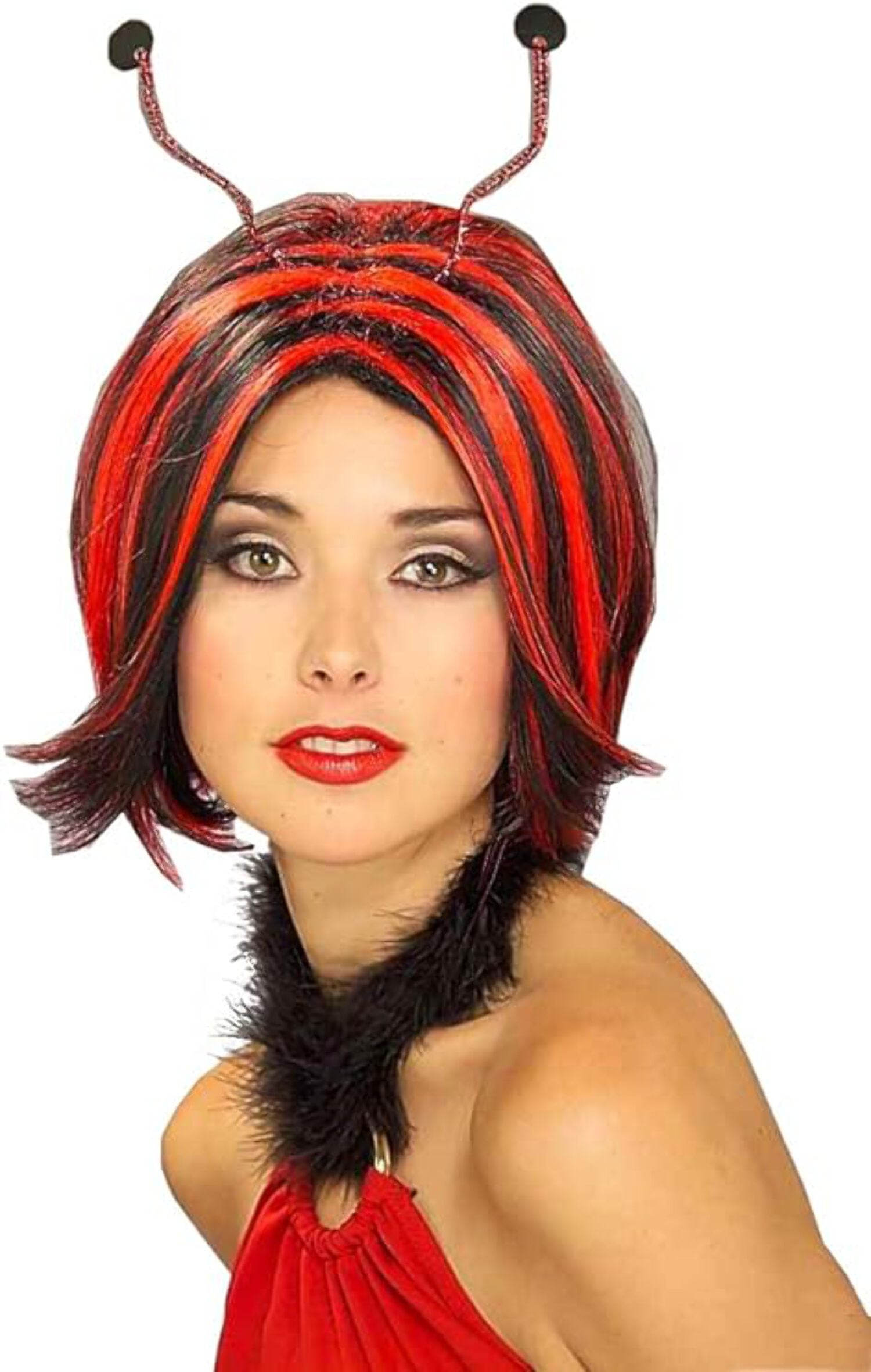 Adult Black and Red Lady Bug Costume Striped Wig With Antennae ...