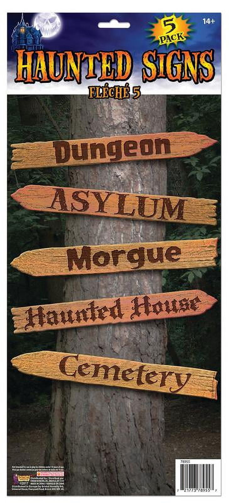 Forum Novelties Halloween Haunted Wooden-Like Scary 18" 5pc Sign, Brown ...