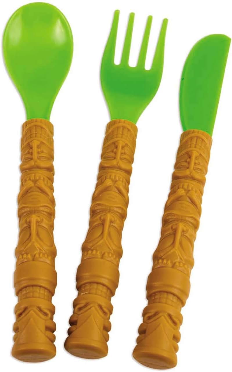 Forum Novelties Palm Tree Plastic Tiki Fork Knife & Spoon Tableware Set ...