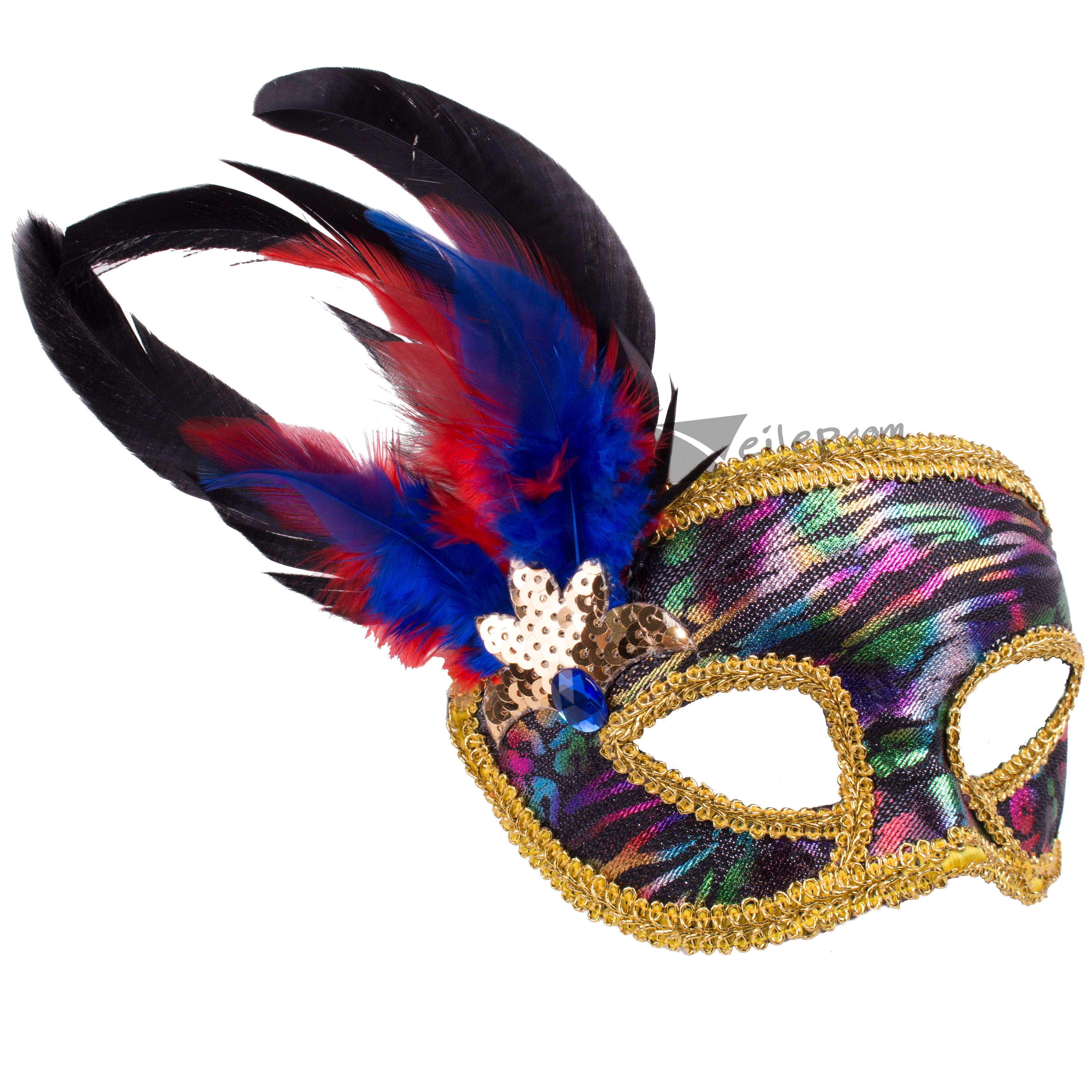 Forum Novelties Shiny Abstract Print Masquerade Halloween Adult Feather ...