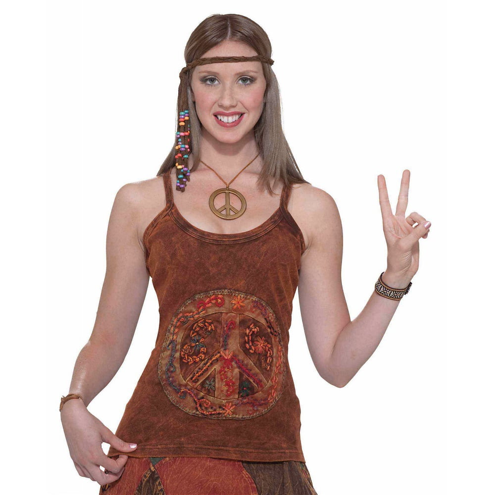 Forum Novelties Women's Hippie Costume Peace Sign Tank Top, Multi, One ...