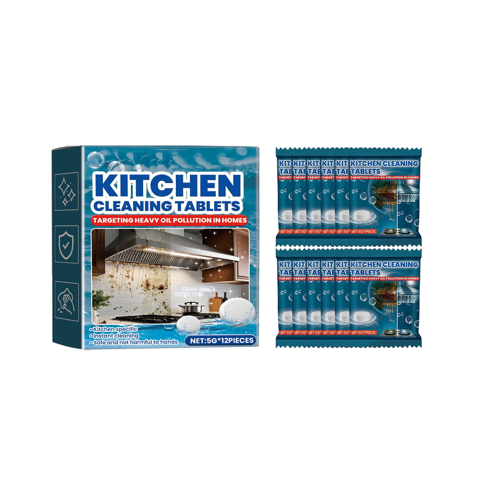Foruneed Heavy Duty Kitchen Grease Cleaning Tablets Effervescent ...