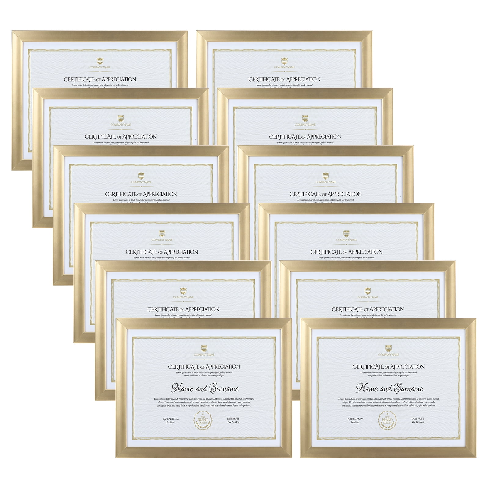 Foryoubyyu 8.5x11 inch Gold Certificate Diploma Photo Frame Set of 12 ...