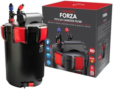 Forza 15 UV Premium Canister Filter, 13W UV, 800 GPH – for 360 Gallon ...