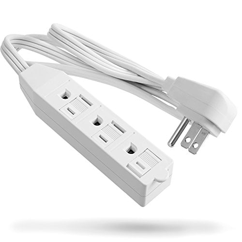 FosPower 1625W 3 Outlet Power Strip Extension Cord with Multiple Outlet ...