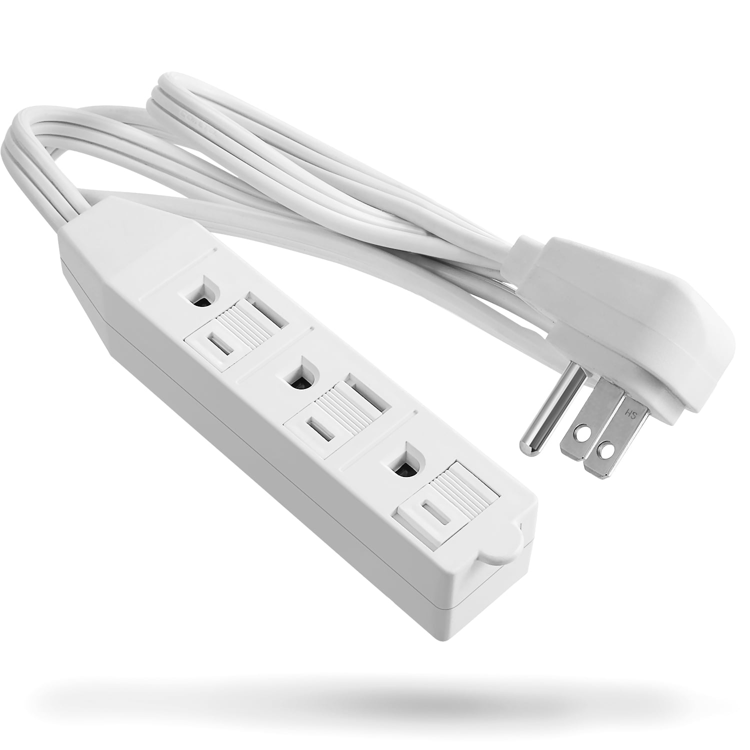 FosPower 3FT ETL Listed Extension Cord, 3-Outlet Power Strip with 90 ...