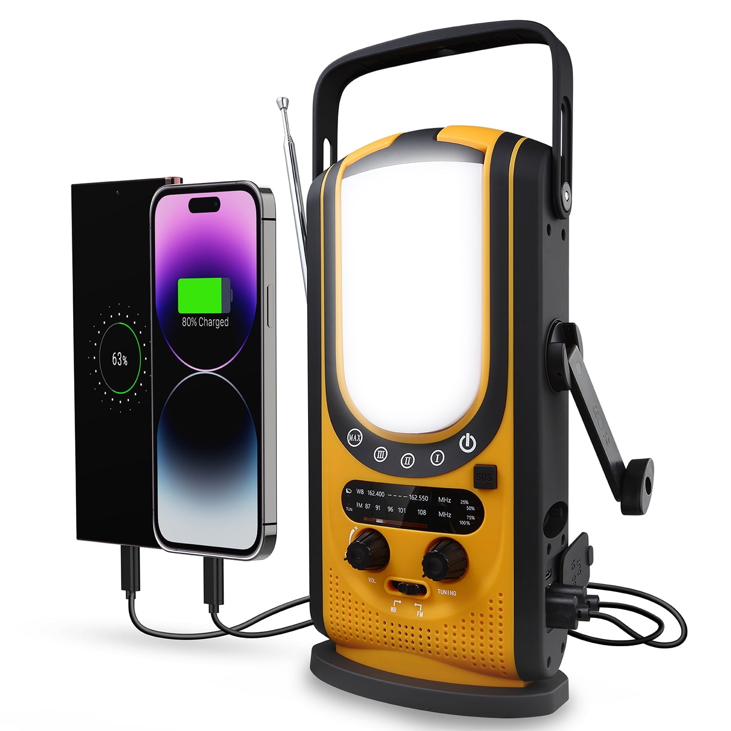 FosPower Emergency Weather Radio, 6000mAh Power Bank, Portable Lantern ...