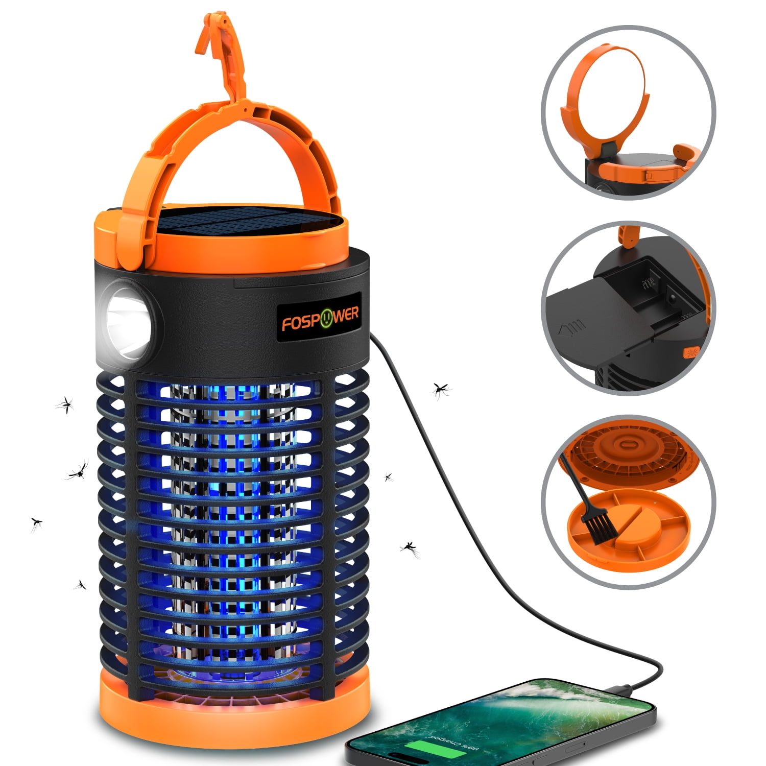 FosPower Bug Zapper Outdoor (5-in-1) 3,300V Mosquito Zapper with 8 ...