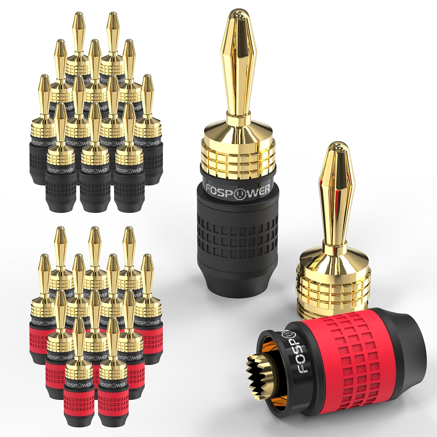 FosPower Deadbolt Banana Plugs 12 Pairs / 24 Pcs, Quick Connect 24K ...