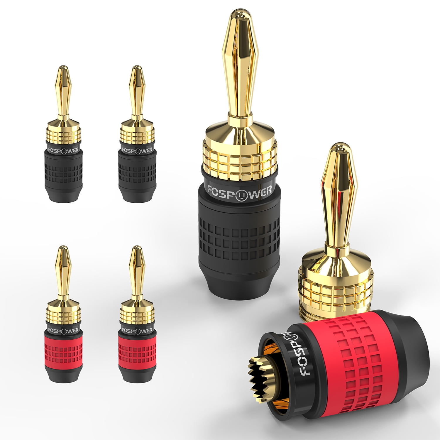 FosPower Deadbolt Banana Plugs 2 Pairs / 4 Pcs, Quick Connect 24K Gold ...