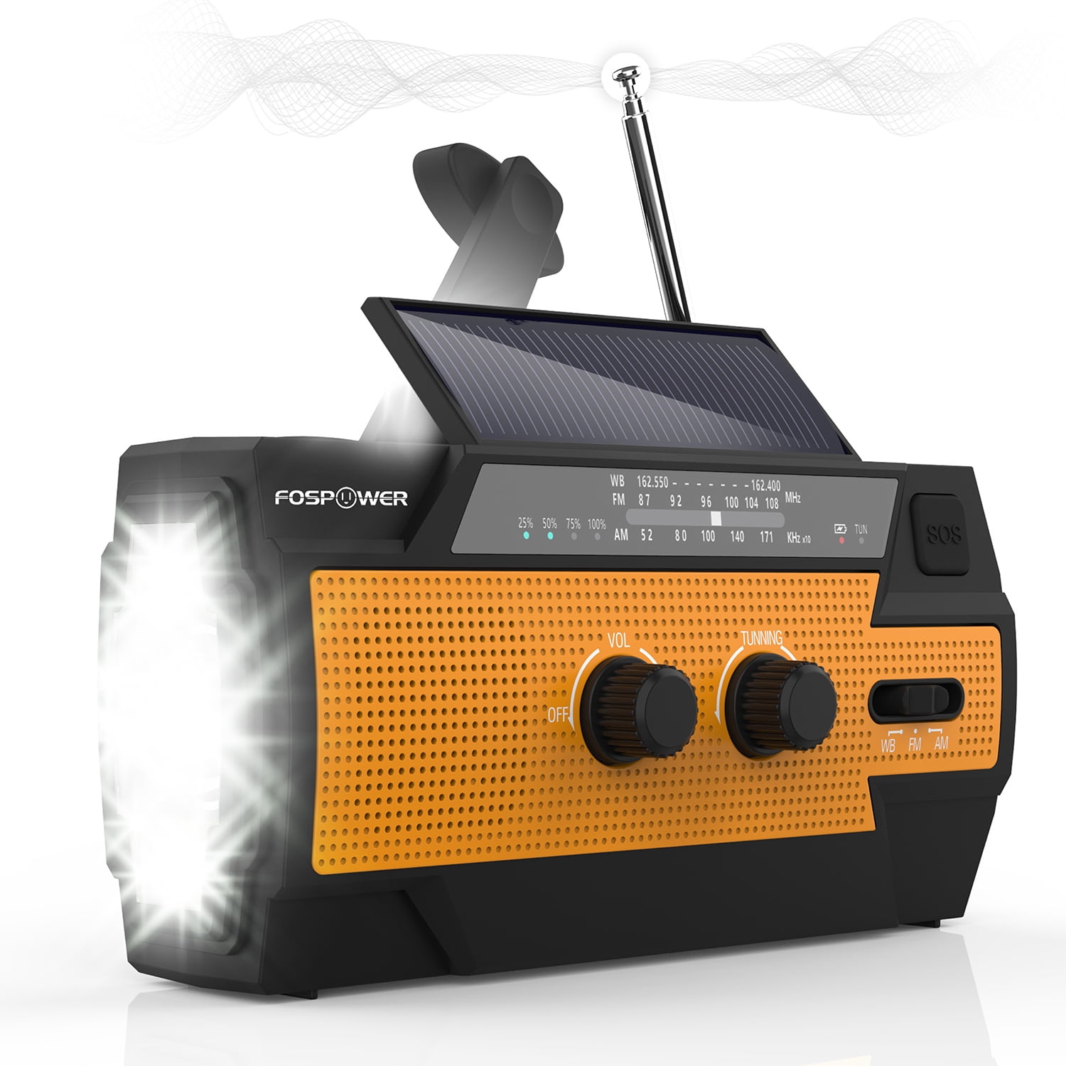 FosPower Emergency Weather Radio (Model A3) 4000mAh NOAA Portable Power ...