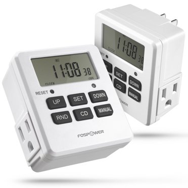 GE 7-Day Programmable Digital Timer, 1 Outlet Grounded, Plug-In Indoor ...