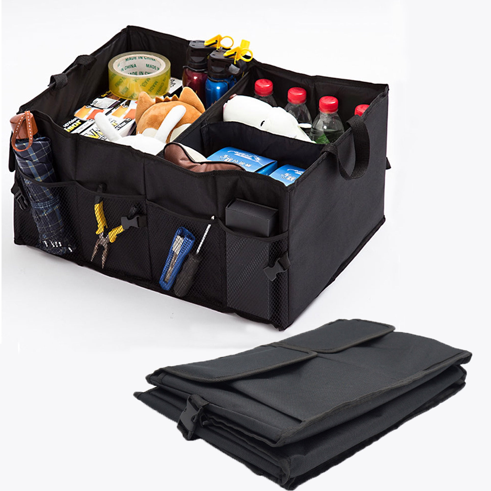 Foslos Drive Auto Car Trunk Organizers Collapsible Multi-Compartment ...