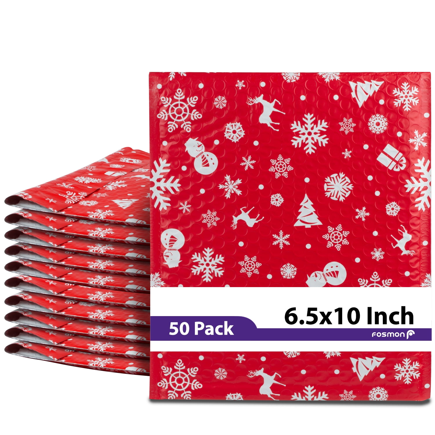 Fosmon #0 [50 PACK] Christmas Poly Bubble Mailer 6.5 x 10 inches, Lightweight Water/Dust/Shock ...