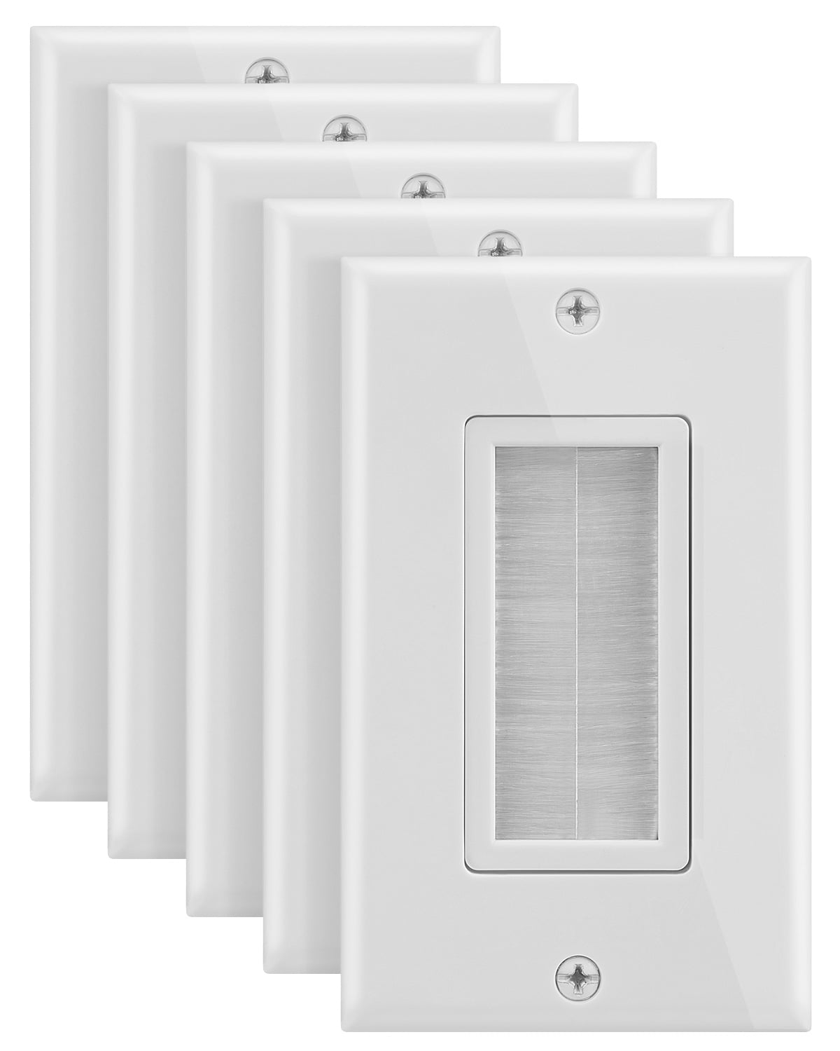Fosmon 1-Gang Wall Plate [5 Pack] Brush Style Opening Passthrough Low ...