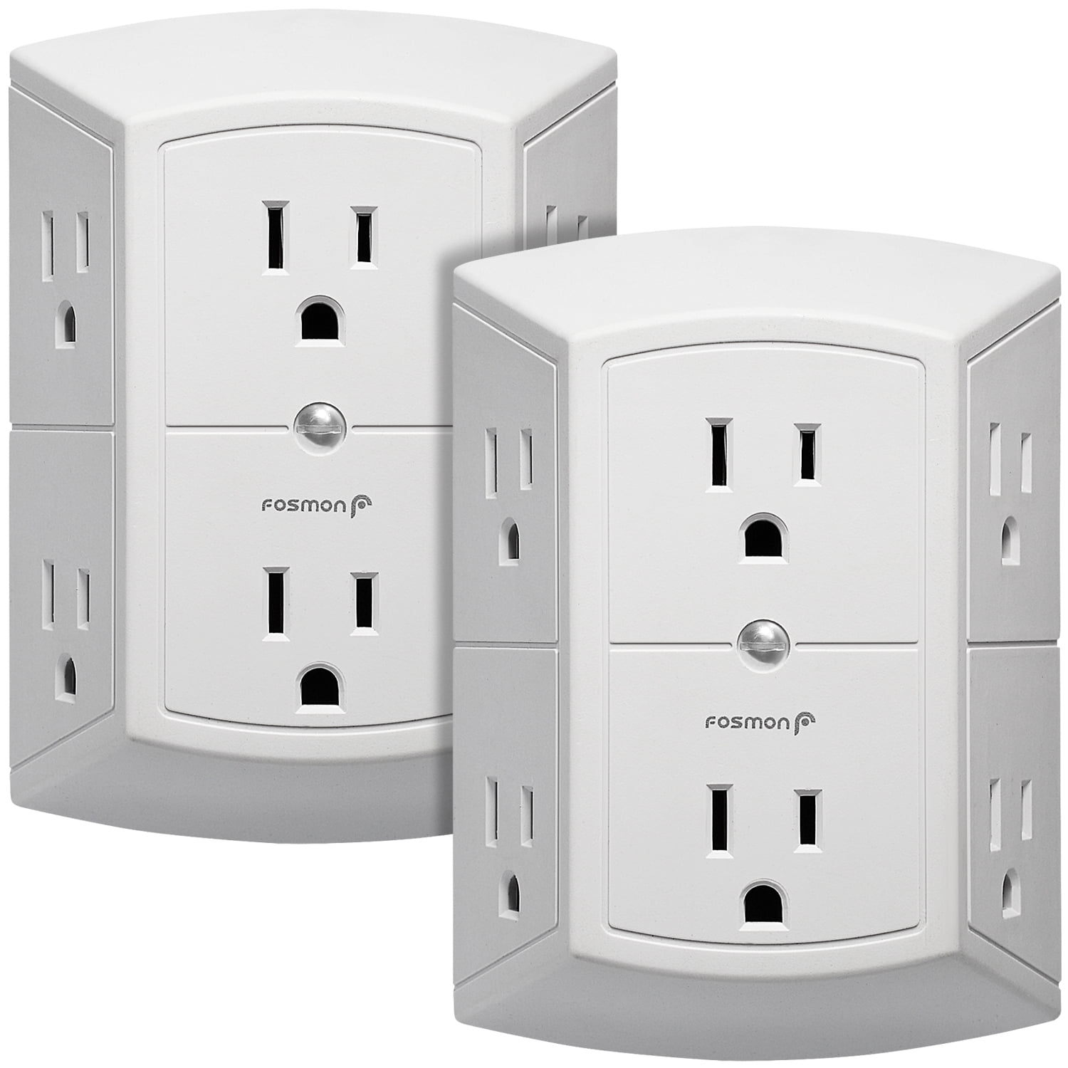 Fosmon ETL 6 Outlet Wall Adapter Tap (2 Pack), 3-Prong 15A 125VAC ...